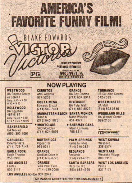 Now Showing In These Cinemas: Classic Cult Movie Press Advertising ...