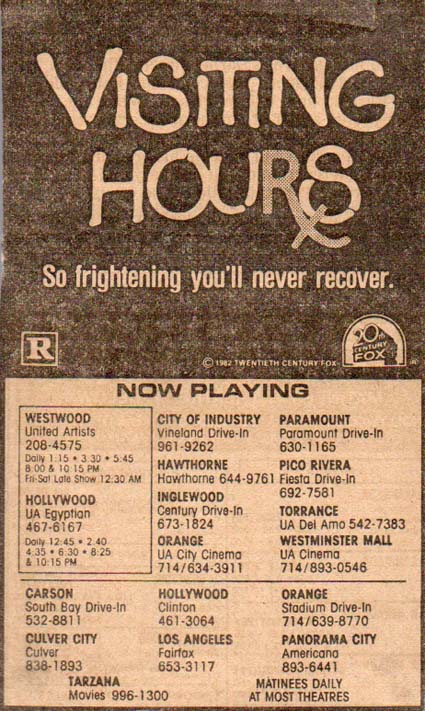 Now Showing In These Cinemas: Classic Cult Movie Press Advertising ...