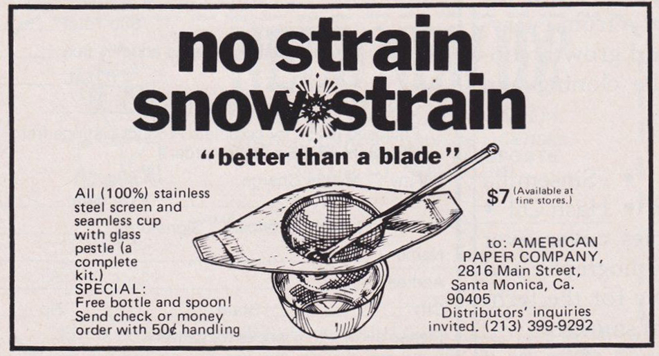 Snowblind: Shameless Cocaine Advertising From The 1970s - Desperate Living